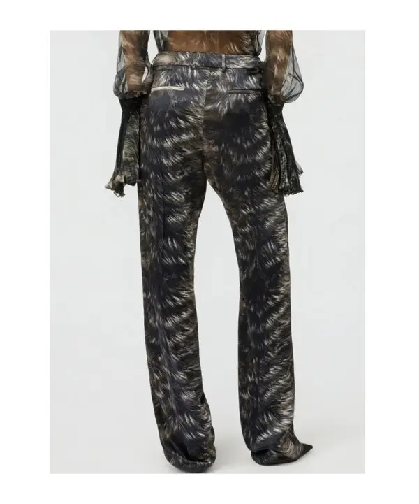 Roberto Cavalli Trousers In Silk With Fur Print