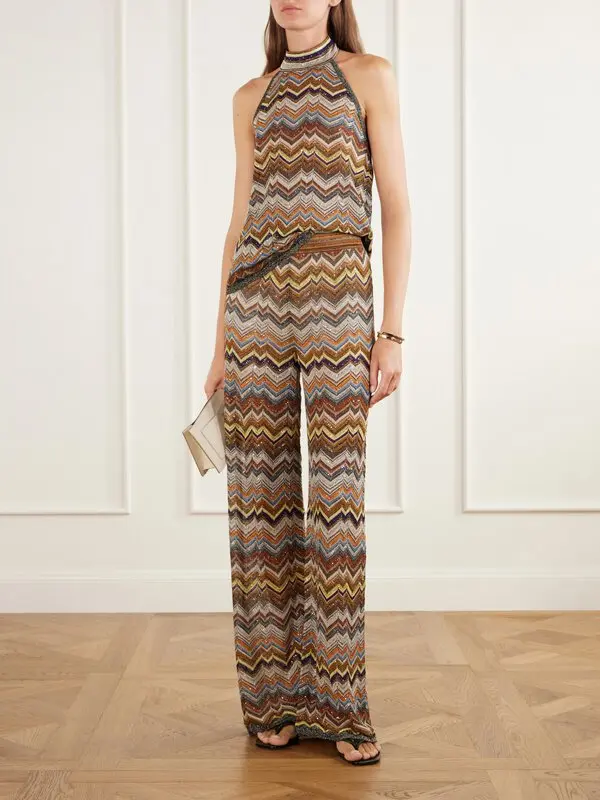 Missoni Striped Metallic Crochet-knit Tank