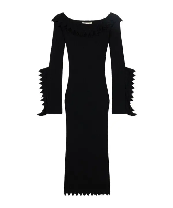 Blumarine Ruffled Off-the-shoulder Midi Dress - Black