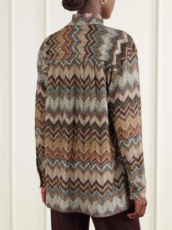 Missoni Sequin-embellished Metallic Crochet-knit Blouse