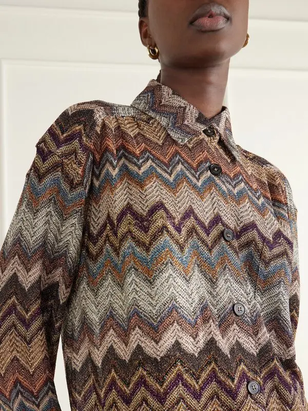 Missoni Sequin-embellished Metallic Crochet-knit Blouse