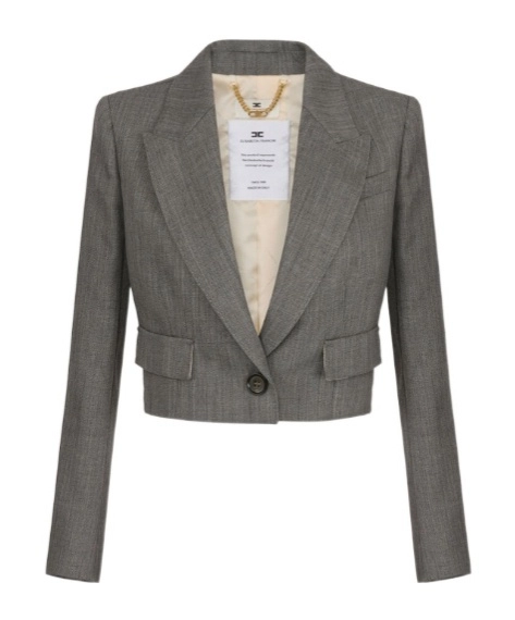 Elisabetta Franchi Cropped Jacket - Light Gray