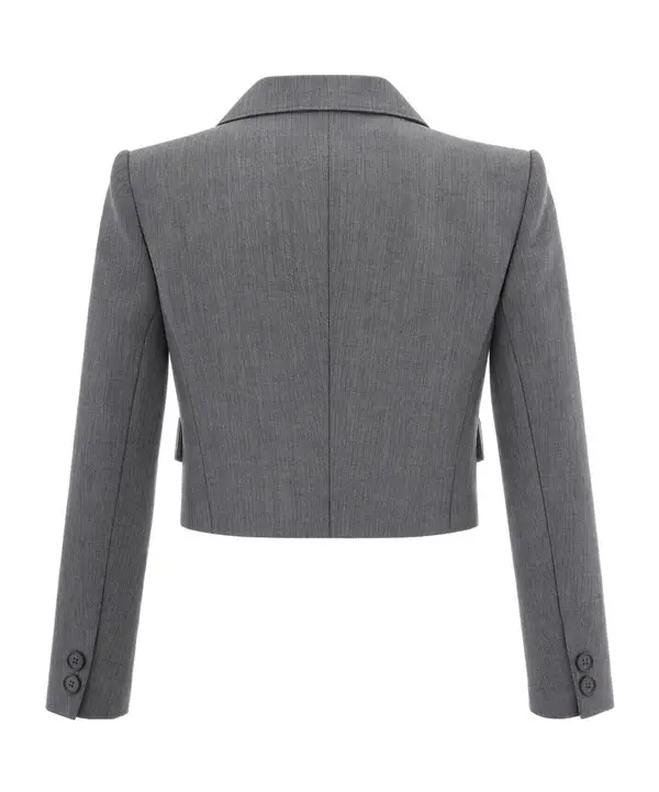 Elisabetta Franchi Cropped Jacket - Light Gray
