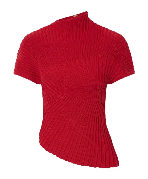 Cult Gaia Annemie Ribbed Top - Red
