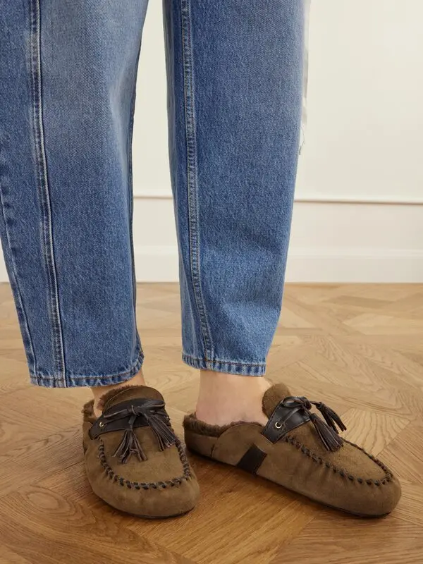 Isabel Marant Étoile Leather-trimmed Suede Loafers