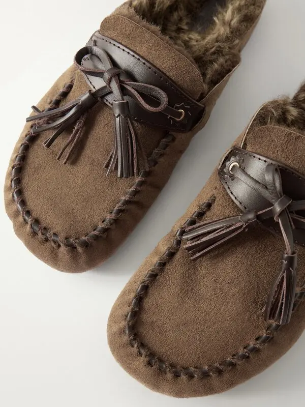 Isabel Marant Étoile Leather-trimmed Suede Loafers