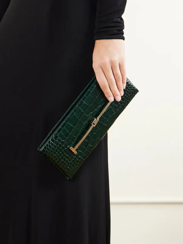 TOM FORD Croc-effect Leather Clutch