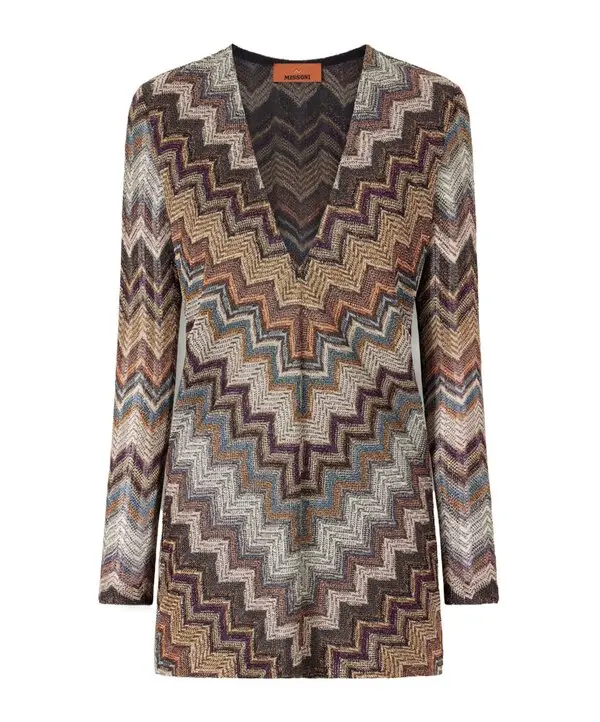 Missoni Striped Metallic Crochet-knit Mini Dress
