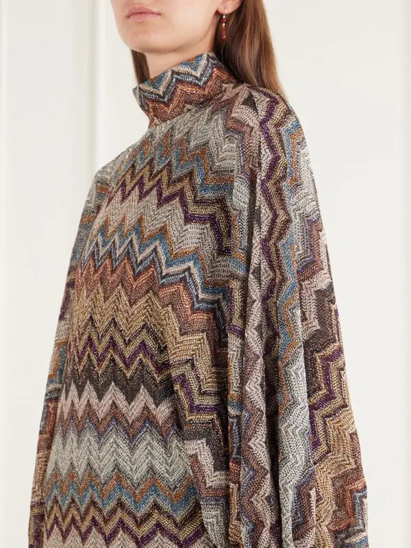 Missoni Striped Metallic Crochet-knit Mini Dress