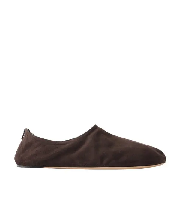 THE ROW Stellene Moka Goat Suede Slippers