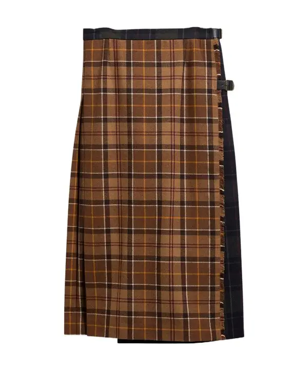 Barbour Pleated Checked Flannel Midi Skirt