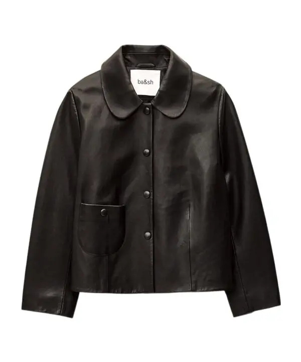 Ba&sh Snap-button Long-sleeve Leather Jacket