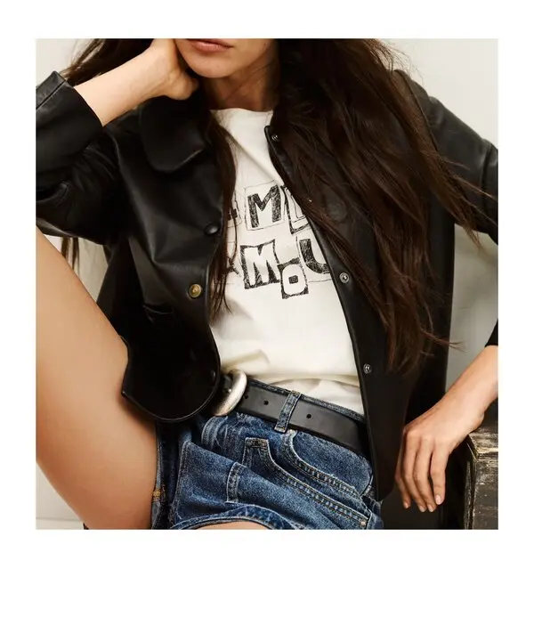 Ba&sh Snap-button Long-sleeve Leather Jacket