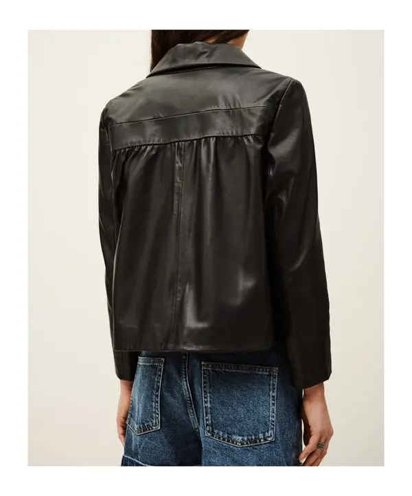 Ba&sh Snap-button Long-sleeve Leather Jacket