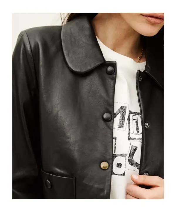 Ba&sh Snap-button Long-sleeve Leather Jacket