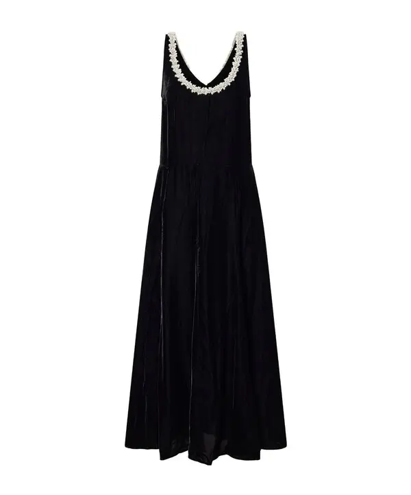 Maria Mcmanus Pearl-trim Maxi Dress