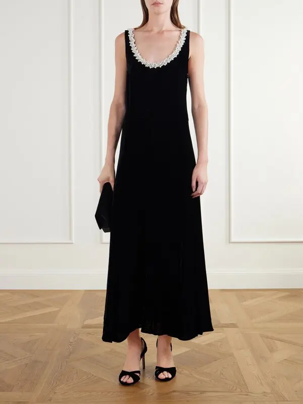 Maria Mcmanus Pearl-trim Maxi Dress