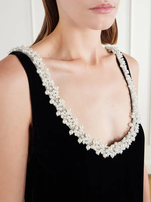 Maria Mcmanus Pearl-trim Maxi Dress