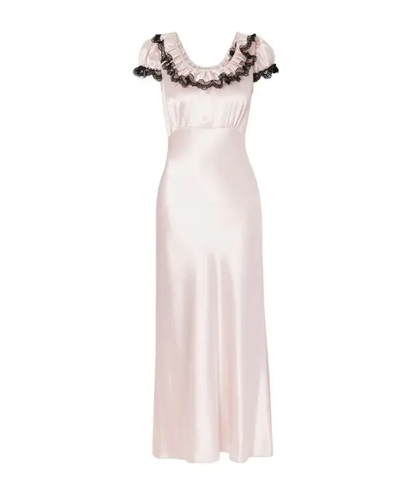 RODARTE Lace-trimmed Satin Midi Dress