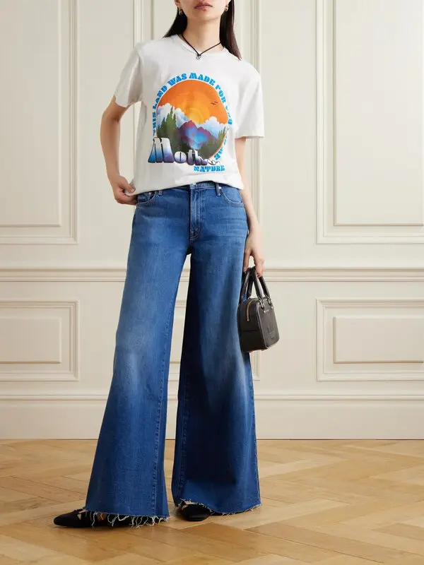 MOTHER Sneak Frayed Wide-leg Jeans