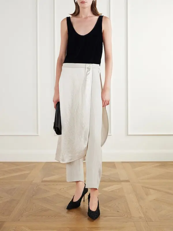 Maria Mcmanus Wrap-effect Satin Straight-leg Pants