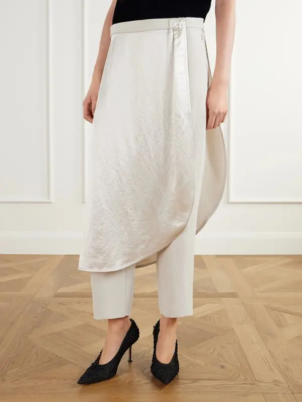 Maria Mcmanus Wrap-effect Satin Straight-leg Pants