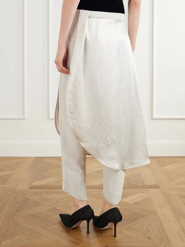 Maria Mcmanus Wrap-effect Satin Straight-leg Pants