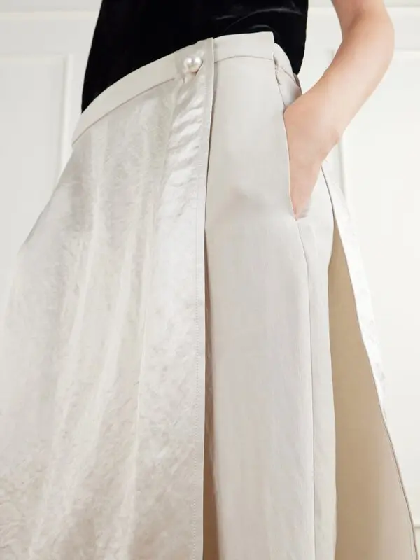 Maria Mcmanus Wrap-effect Satin Straight-leg Pants