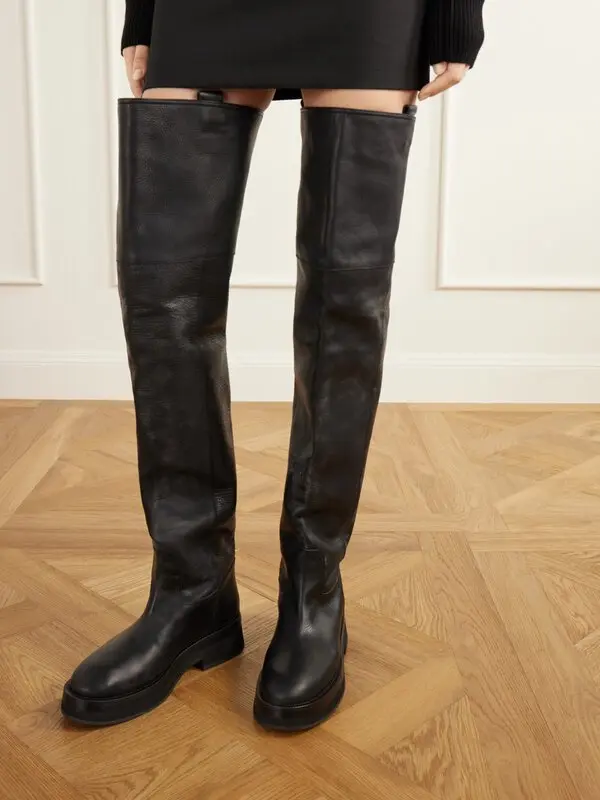Paris Texas Paneled Full-grain Leather Over-the-knee Boots
