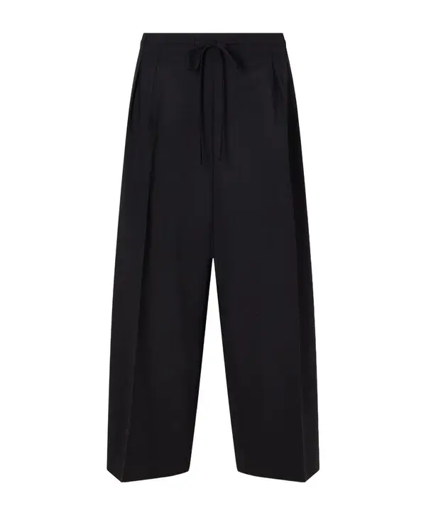 Maria Mcmanus Cropped Drawstring Wool Wide-leg Pants