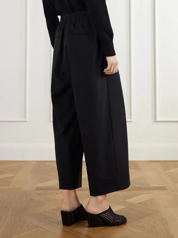 Maria Mcmanus Cropped Drawstring Wool Wide-leg Pants