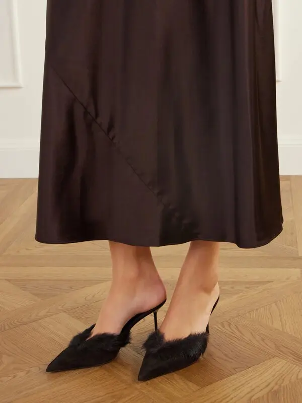 Paris Texas Trimmed Suede Mules
