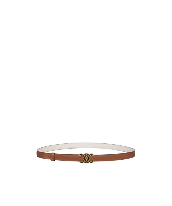 Celine Triomphe Buckle 18mm In Brass With Strass Reversible Strap 18mm In Taurillon