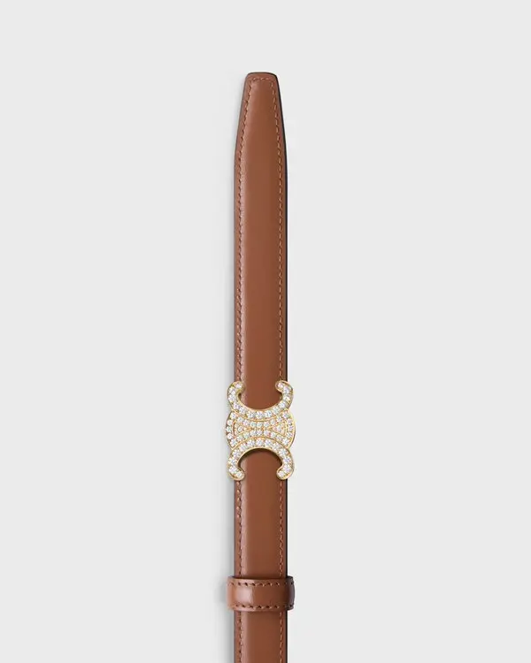 Celine Triomphe Buckle 18mm In Brass With Strass Reversible Strap 18mm In Taurillon