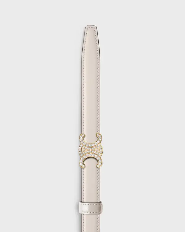 Celine Triomphe Buckle 18mm In Brass With Strass Reversible Strap 18mm In Taurillon