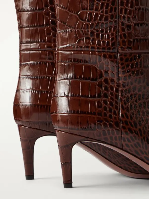 Paris Texas Croc-effect Knee Boots
