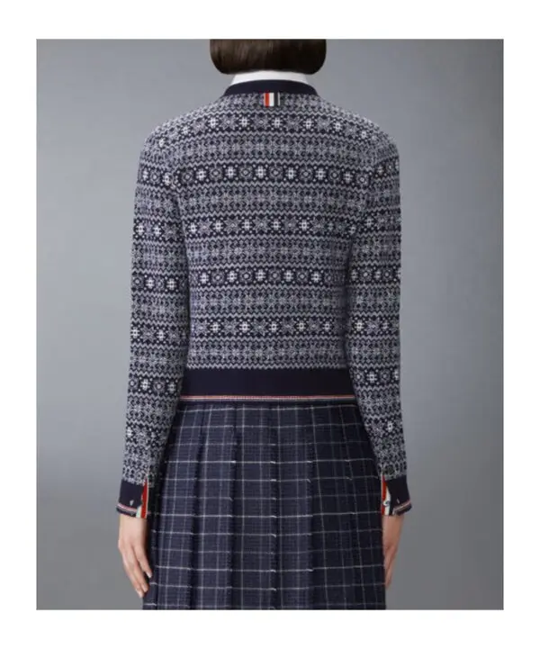Thom Browne Merino Wool Jacquard Snowflake Cardigan