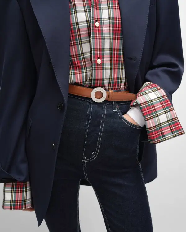 Celine 25mm Double-sided Leather Belt With Disc Buckle