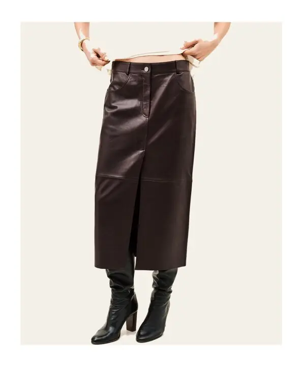 Ba&sh Solene Leather Midi Skirt