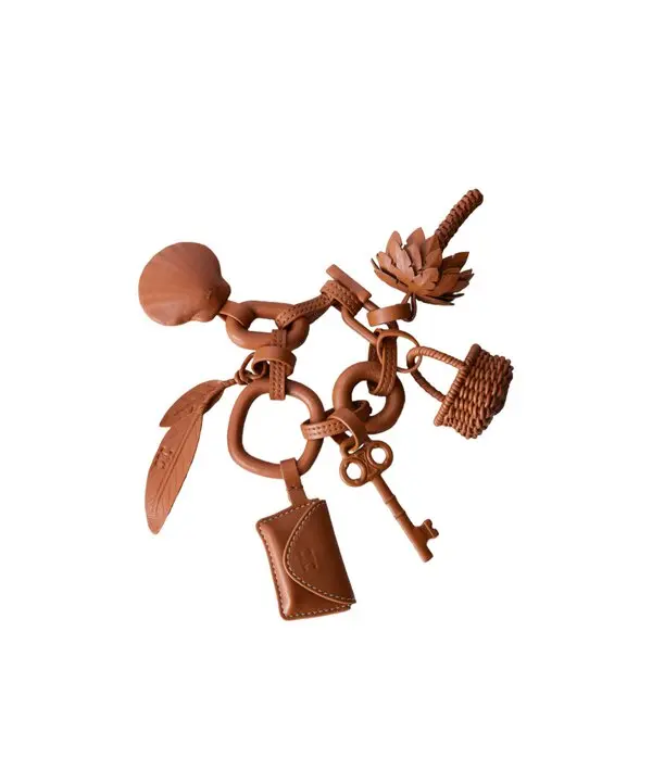 Celine Charms Multi Bracelet In Lambskin And Brass With Gold Finish - Tan