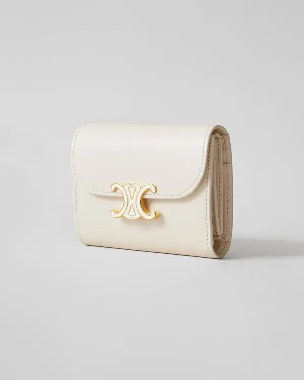 Celine Small Flap Wallet Triomphe In Shiny Calfskin And Enamel