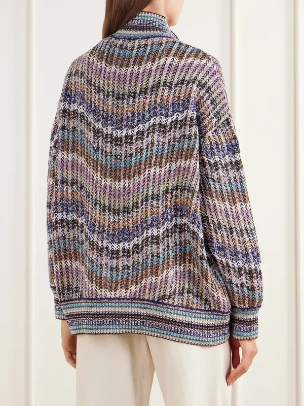 Missoni Striped Metallic Crochet-knit Cardigan