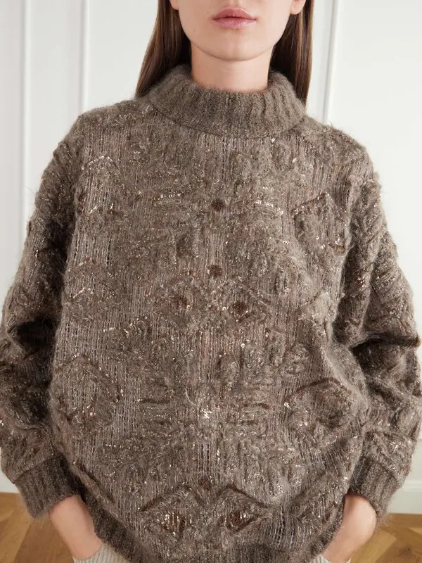 Brunello Cucinelli Sequin-embellished Jacquard Sweater