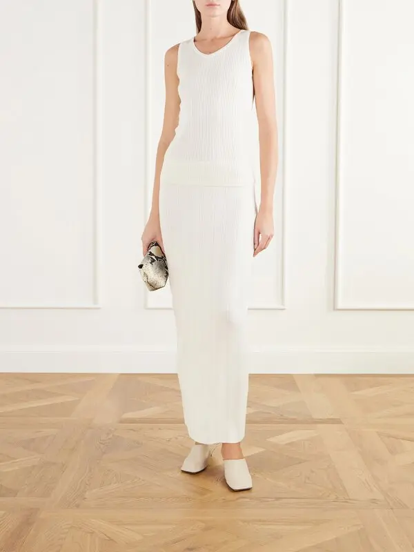 COLLEEN ALLEN Ribbed-knit Merino Wool Tank - Neutrals