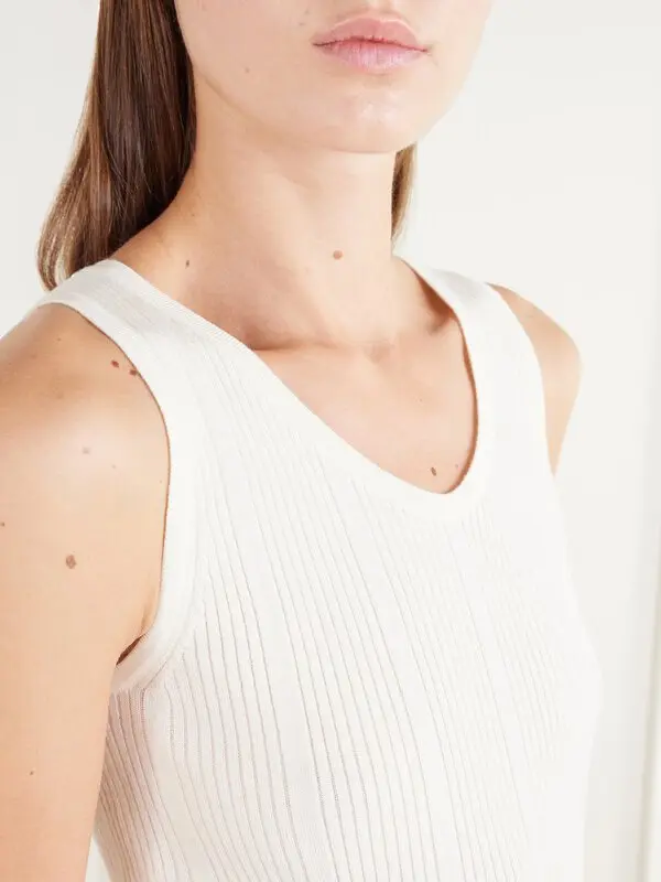 COLLEEN ALLEN Ribbed-knit Merino Wool Tank - Neutrals