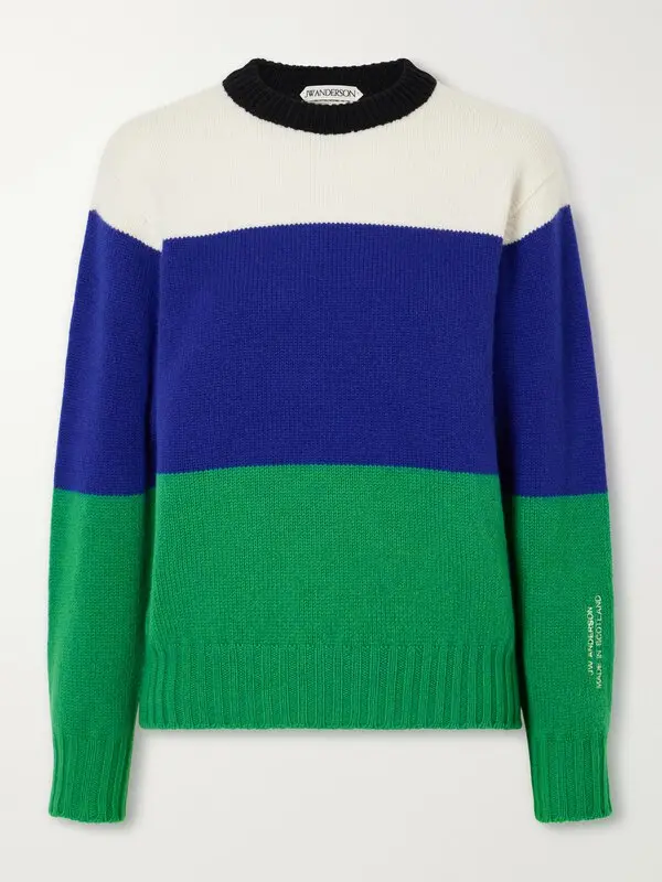 JW Anderson Color-block Intarsia-knit Wool Sweater - Blue
