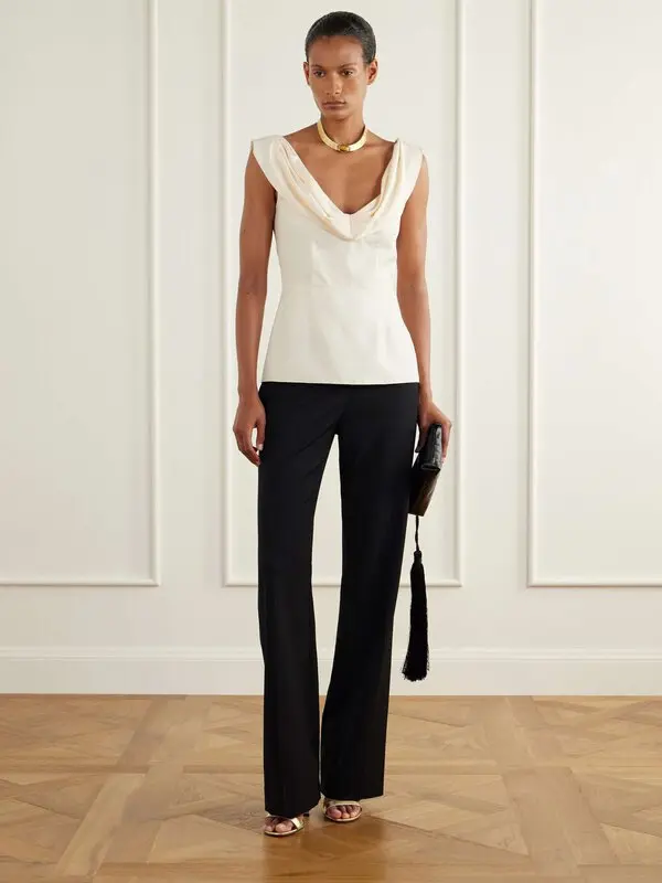 COLLEEN ALLEN Draped Silk-poplin Blouse