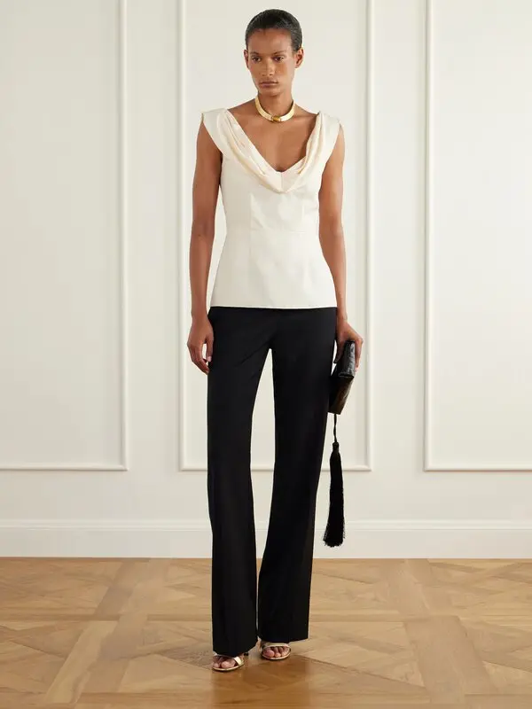 COLLEEN ALLEN Draped Silk-poplin Blouse