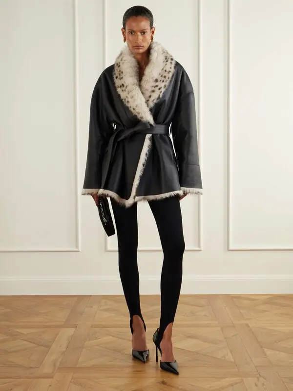 Nour Hammour Sibyl Shearling-trimmed Leather Coat
