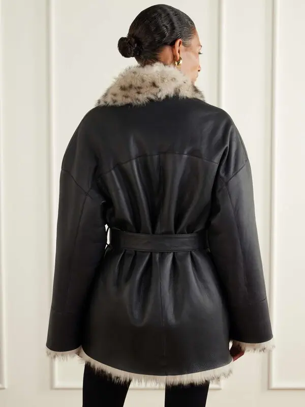 Nour Hammour Sibyl Shearling-trimmed Leather Coat